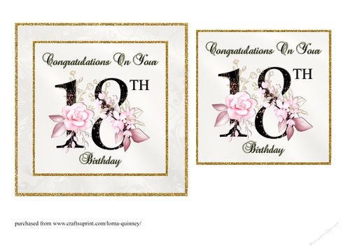 Floral Number 18 Birthday Card Front - CUP1093327_643 | Craftsuprint