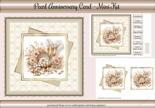 Pearl Anniversary Card Mini Kit - CUP1275647_643 | Craftsuprint