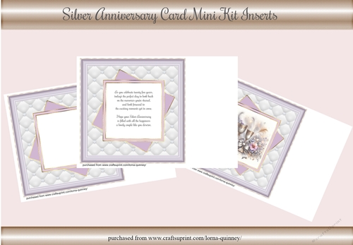 Silver Anniversary Card Inserts Mini Kit - CUP1285314_643 | Craftsuprint