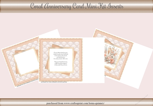 Coral Anniversary Card Inserts Mini Kit - CUP1285315_643 | Craftsuprint