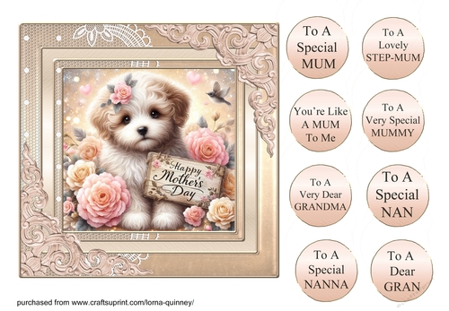 Puppy Mothers Day Card - CUP1289484_643 | Craftsuprint
