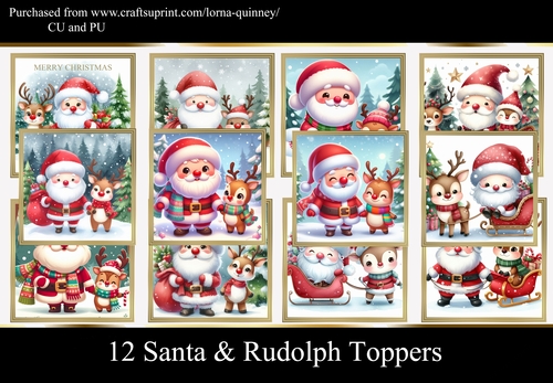 12 Santa & Rudolph Toppers - CUP1347039_643 | Craftsuprint