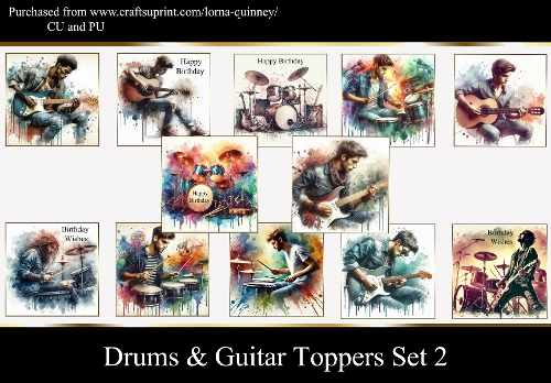 Drums & Guitar Toppers Set 2 - CUP1355356_643 | Craftsuprint
