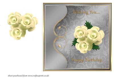 Cream Roses & Pearls - Birthday - CUP307269_643 | Craftsuprint