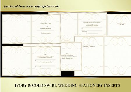 Ivory & Gold Swirl Wedding Stationery Insert Kit - CUP436759_643 ...
