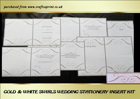 Gold & White Swirls Wedding Stationery Inserts Kit - CUP602509_643 ...