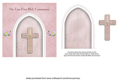 Pink Arch First Communion Card - CUP676814_643 | Craftsuprint
