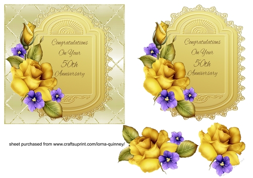 Yellow Roses Golden Anniversary Card Front - CUP776934_643 | Craftsuprint