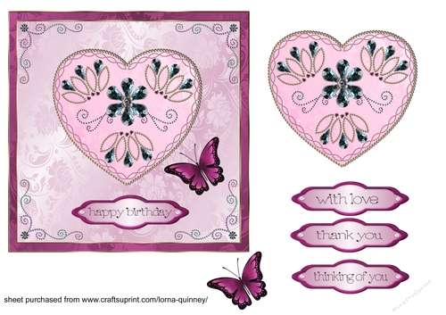 Beaded Heart Card Front - CUP782739_643 | Craftsuprint