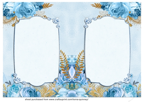Blue & Gold Floral A5 Card Front Insert - CUP885419_643 | Craftsuprint