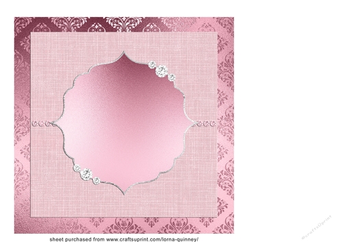 Pink & Silver Square Floral Card Insert - CUP885459_643 | Craftsuprint