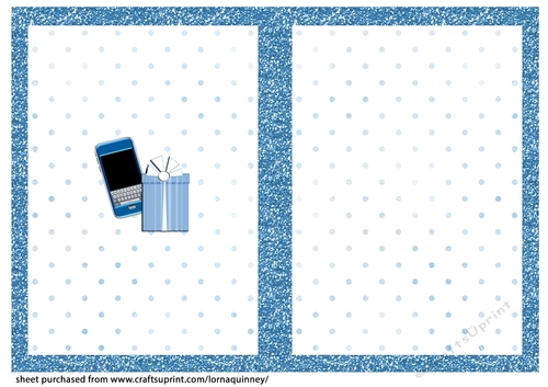 A5 Blue Phone & Present Birthday Card Insert - CUP894443_643 | Craftsuprint