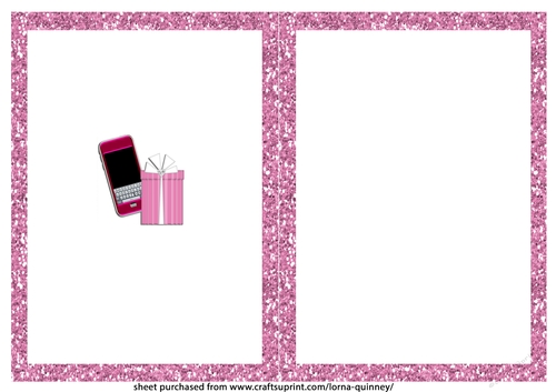 A5 Pink Phone & Present Birthday Card Insert - CUP894869_643 | Craftsuprint