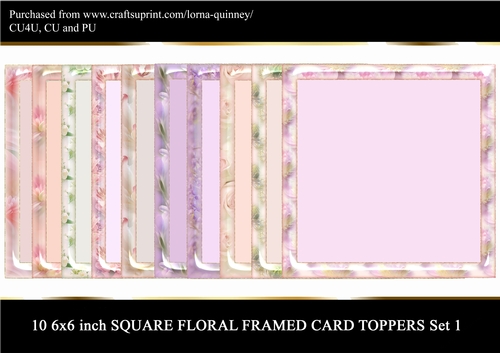 Square Floral Frame Card Fronts Set 1 - CUP896273_643 | Craftsuprint