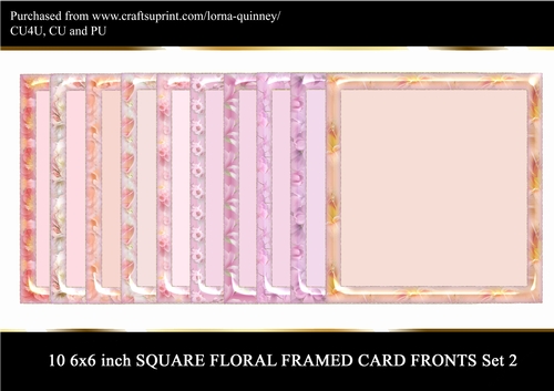 Square Floral Frame Card Fronts Set 2 - CUP896381_643 | Craftsuprint