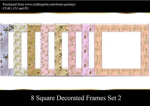 8 Square Decorated Frames Set 2 - CUP903716_643 | Craftsuprint