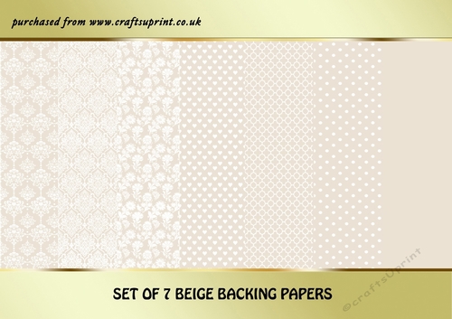 Set of 7 Beige Backing Papers - CUP993754_643 | Craftsuprint
