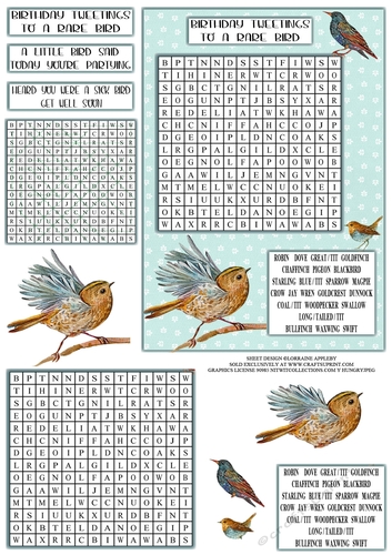 GARDEN BIRDS WORDSEARCH GREEN FOR 5 X 7 - CUP1108252_1566 | Craftsuprint