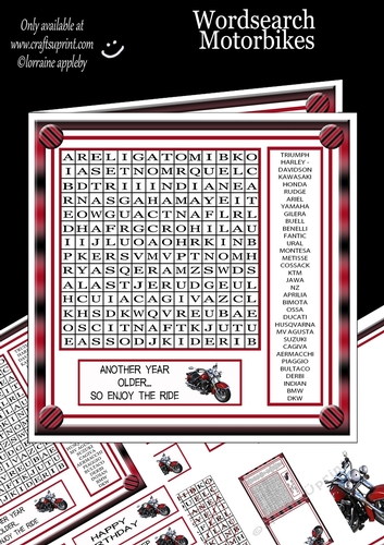 Wordsearch MOTORBIKES - CUP873318_1566 | Craftsuprint