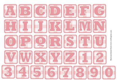 Pink Gingham Alpha & Number Squares - CUP163078_631 | Craftsuprint