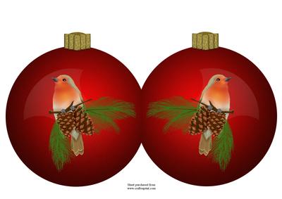 Christmas Robin Red Bauble Shaped Card - CUP242454_631 | Craftsuprint