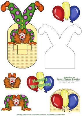Clown Birthday Popup Card - CUP110724_361 | Craftsuprint