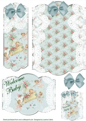 Welcome Baby Blue Bookmark Pocket Card Topper - CUP339139_361 ...
