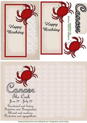 Cancer Zodiac Card and Insert - CUP526018_361 | Craftsuprint