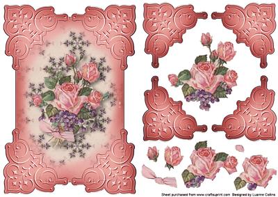 Rose and Violet Embossed Pink Corners Card Topper - CUP533861_361 ...