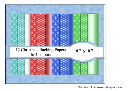 Pack of 12 Christmas backing papers in 4 colours 8x8 size. - CUP1010305 ...