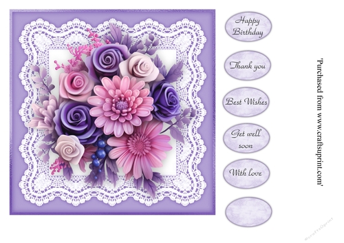 #5 Beautiful Purple floral card topper for 7x7 card - CUP1218414_77176 ...