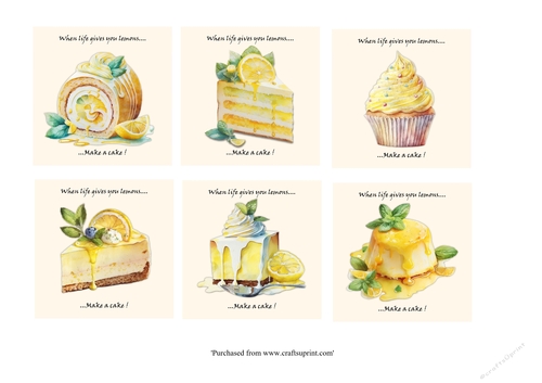 Yummy Lemon cakes toppers for 6x6 cards - CUP1219075_77176 | Craftsuprint