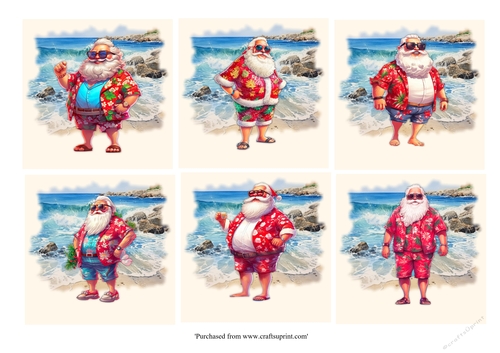 Santa on the beach card fronts - CUP1219689_77176 | Craftsuprint