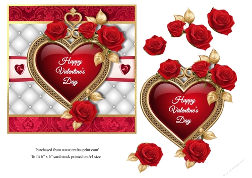 Heart and roses Valentines Day topper for 6x6 card - CUP1274919_77176 ...