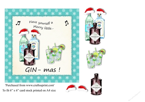 Gin themed Christmas card toppers 6x6 - CUP997401_77176 | Craftsuprint