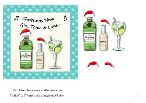 Gin themed Christmas card toppers 6x6 - CUP997402_77176 | Craftsuprint