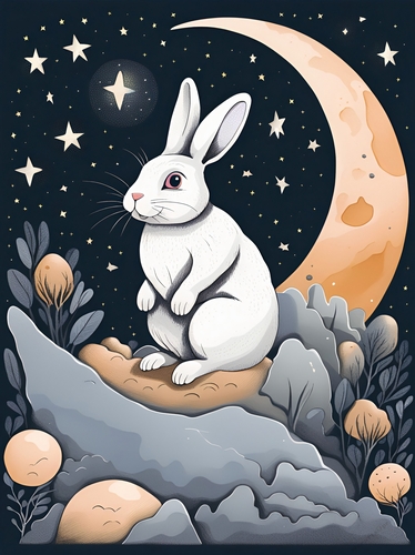 Rabbit on the Moon A4 - CUP1244312_93774 | Craftsuprint