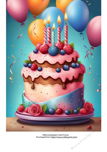 Birthday Cake Card Fronts A4 A5 A6 - CUP1246741_93774 | Craftsuprint