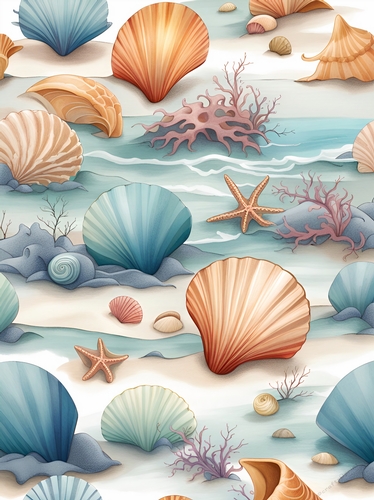 Shells on the Beach A4 Background - CUP1249020_93774 | Craftsuprint