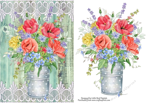 Bucket of Flowers Quick card - CUP913328_93774 | Craftsuprint