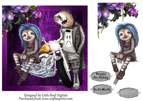 Biker Goth Sloth 7x7 Quick card - CUP969444_93774 | Craftsuprint