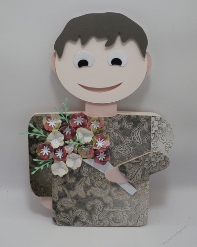 Man with bunch of flowers card - CUP1028410_1577 | Craftsuprint