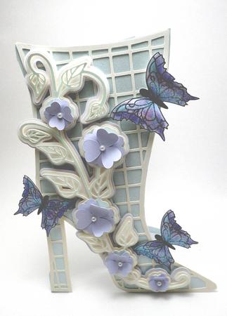 Fancy Boot With Flowers And Butterflies - CUP708079_1577 | Craftsuprint