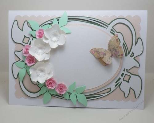 Oval with swirly leaves and flowers topper. - CUP752974_1577 | Craftsuprint