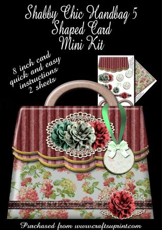 Shabby Chic Handbag Shaped Card 5 Mini Kit - CUP618652_2120 | Craftsuprint
