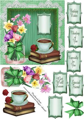 Green Floral 6 Inch Topper - CUP672393_2120 | Craftsuprint
