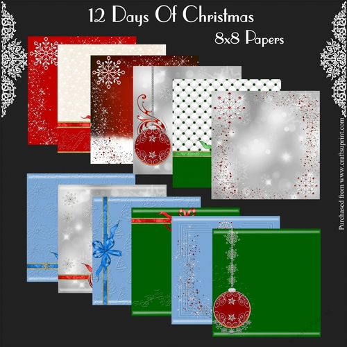 12 Days Of Christmas 8x8 Papers - CUP1085367_67282 | Craftsuprint