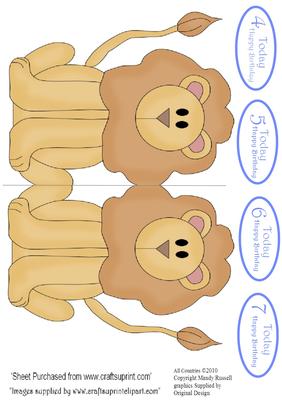 Lion Template Card - 4,5,6 7 Th Birthday Text Toppers - CUP65296_593 ...