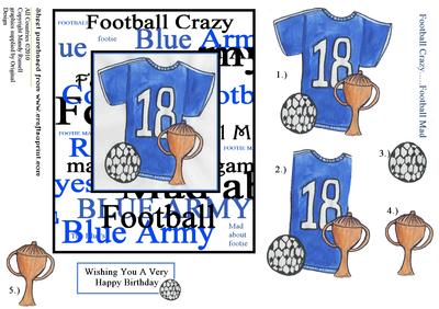 Football Crazy Football Mad Decoupage Design Sheet in Blue - CUP71359 ...