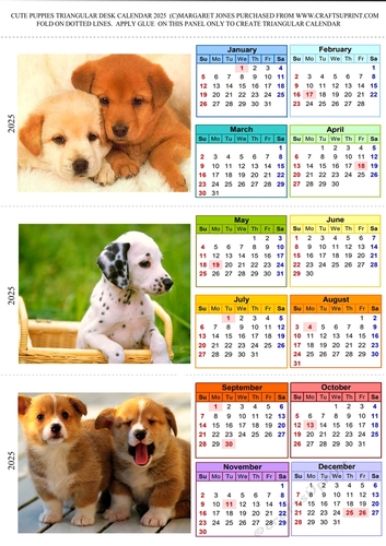 Cute Puppies 2025 Triangle Desk Calendar - CUP1313996_601 | Craftsuprint
